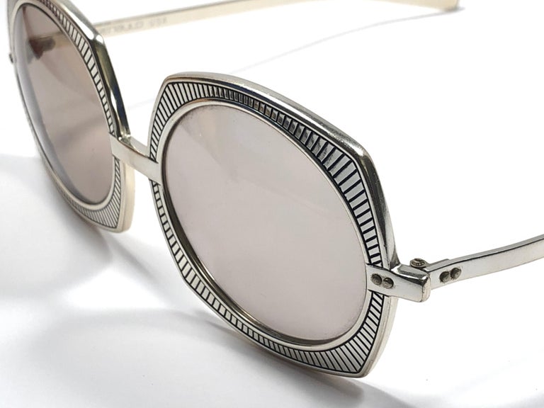 Vintage Renauld Silver Oversized Frame Brown Lens 1980 Sunglasses Made ...