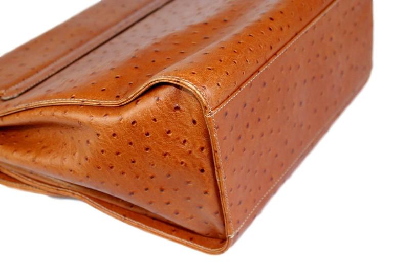 Gianfranco Ferrè 1980s vintage hand bag ostrich leather brown purse numered at 1stDibs