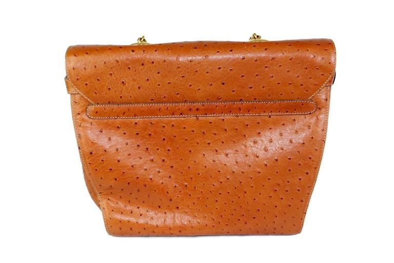 Gianfranco Ferrè 1980s vintage hand bag ostrich leather brown purse numered at 1stDibs