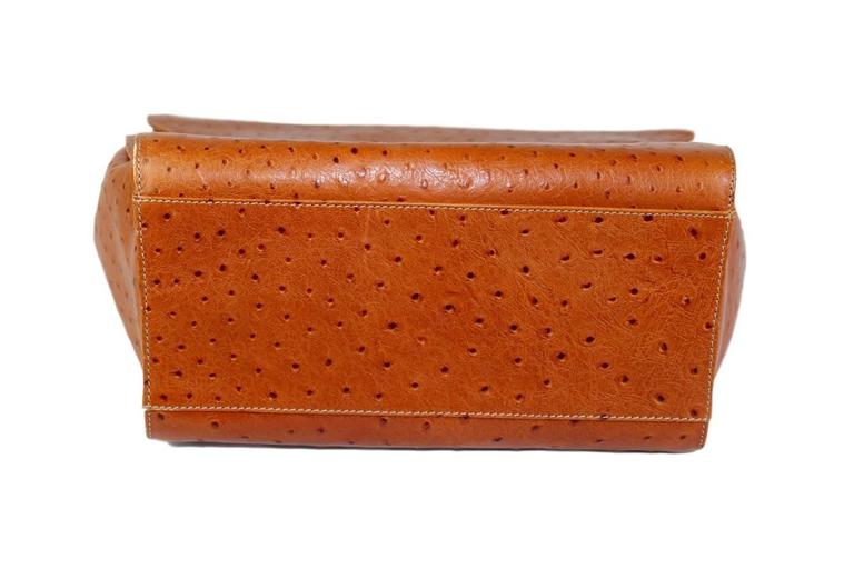 Gianfranco Ferrè 1980s vintage hand bag ostrich leather brown purse numered at 1stDibs