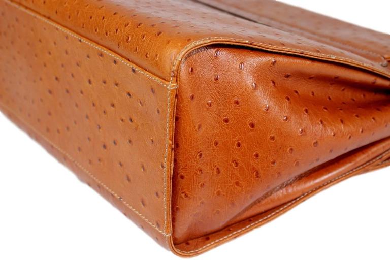 Gianfranco Ferrè 1980s vintage hand bag ostrich leather brown purse numered at 1stDibs