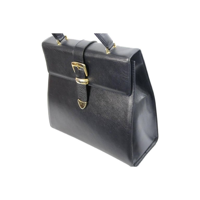 Genny by Gianni Versace leather blue handbag gold details made italy ...