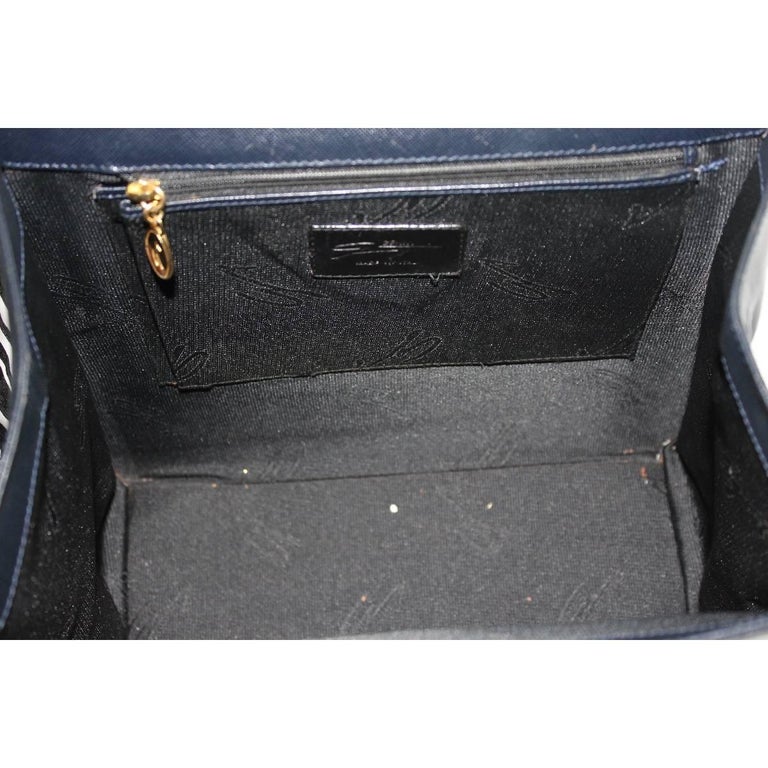 Genny by Gianni Versace leather blue handbag gold details made italy ...