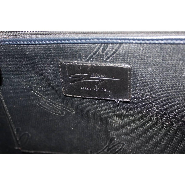 Genny by Gianni Versace leather blue handbag gold details made italy ...
