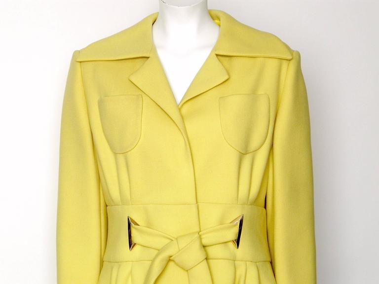 Mod Originala Coat Bright Yellow Wool with Tie Waist at 1stDibs