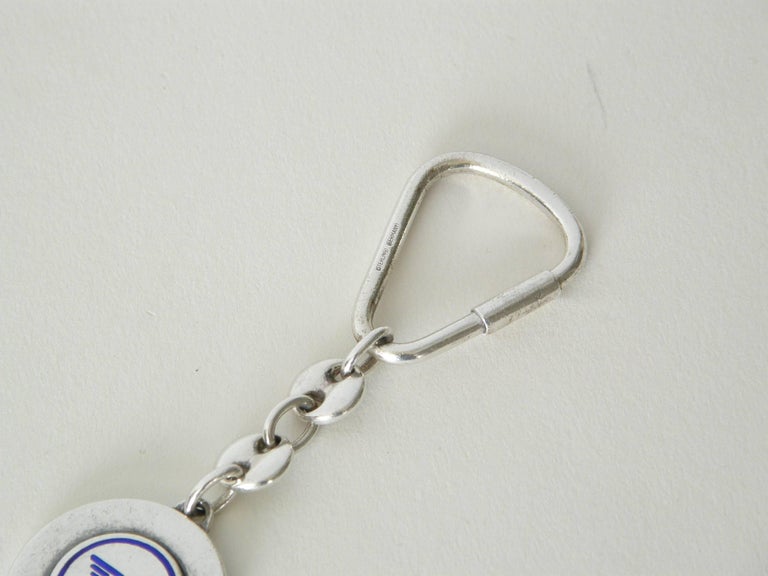 Gucci Sterling Key Chain with Blue Enameled Jaguar Automobile Logo at ...