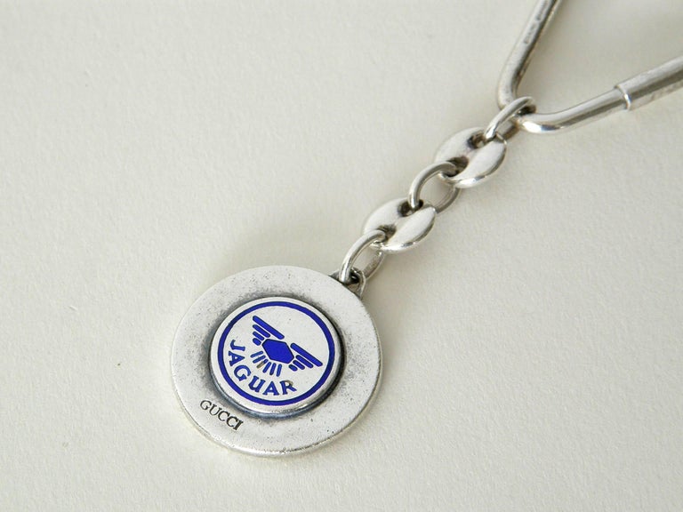 Gucci Sterling Key Chain with Blue Enameled Jaguar Automobile Logo at ...