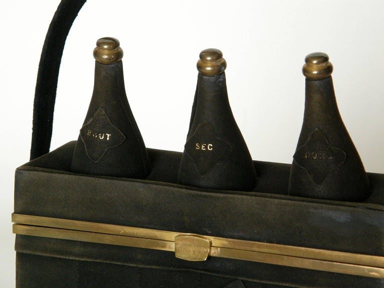 Black Suede Handbag Shaped Like a Crate of Champagne Bottles at 1stDibs ...