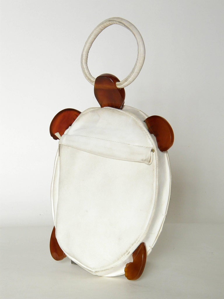 Turtle Shaped Handbag in Cream Leather and Carved Bakelite at 1stDibs ...