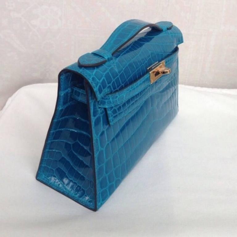 HERMES Mini Kelly in Blue Izmir Crocodile at 1stDibs | hermes mini ...