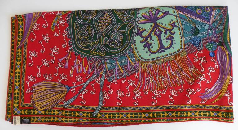 Hermes Cashmere Shawl Cavaliers du Caucase Rouge Red Rouge For Sale at ...