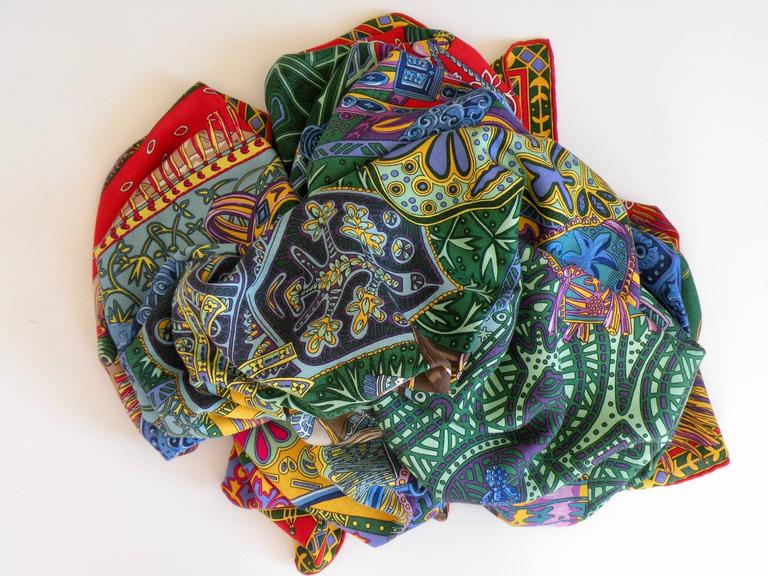 Hermes Cashmere Shawl Cavaliers du Caucase Rouge Red Rouge For Sale at ...