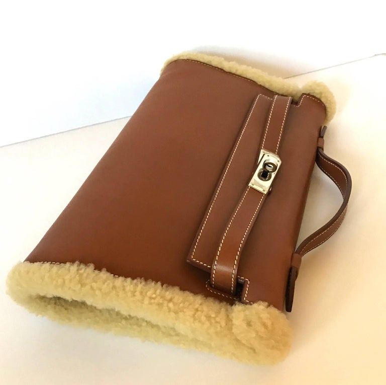 Hermes Teddy Plush Kelly Pochette Muff For Sale at 1stDibs