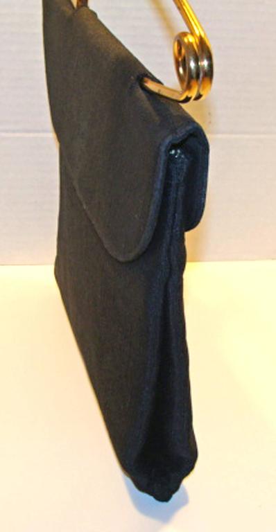 Rare and Iconic Safety Pin Bag in Black Linen Style Weave at 1stDibs