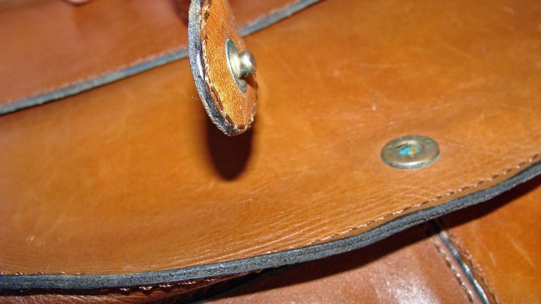 Large Circular Fall Architectural Bamboo and Leather Purse at 1stDibs