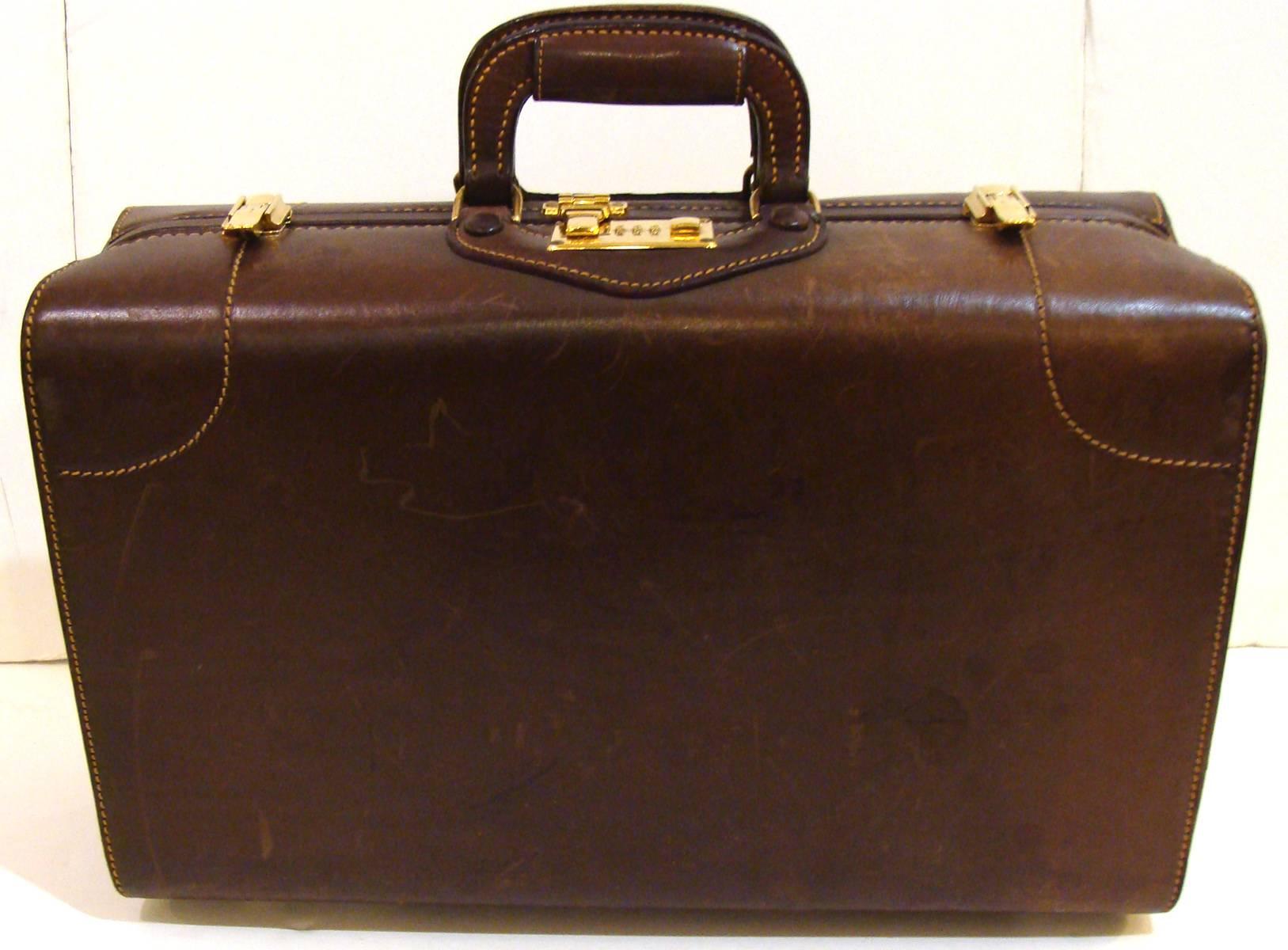 Atlas Vintage Leather Suitcase Overniter Holiday Gift at 1stDibs ...