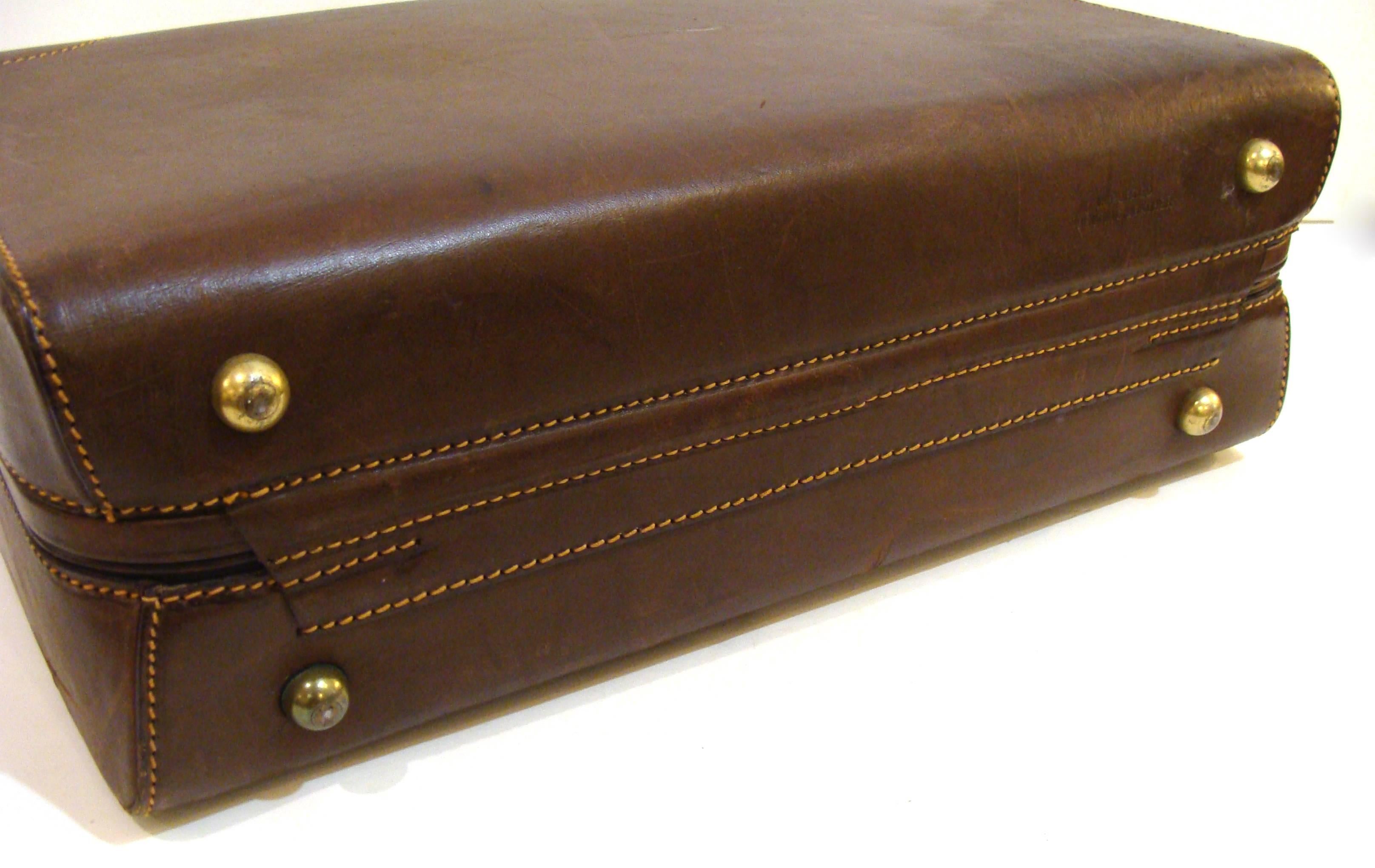 Atlas Vintage Leather Suitcase Overniter Holiday Gift at 1stDibs ...