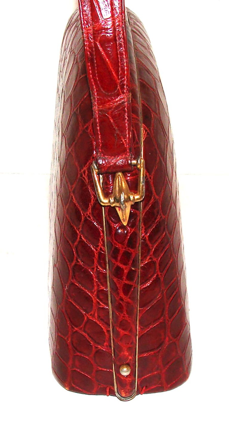 Architectural Deep Red Alligator Handbag Vintage FALL! For Sale at ...