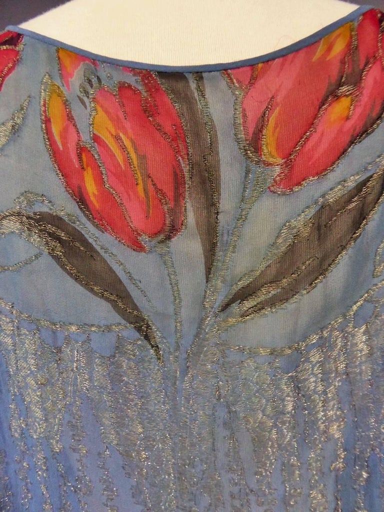 Haute Couture Art Deco Dress in Silver Lamé Printed muslin Silk, Circa ...