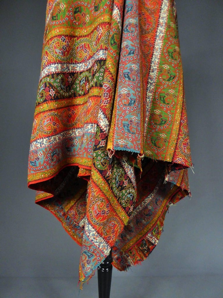 Twill weave striped kashmir shawl - India or Persia 19th century at 1stDibs