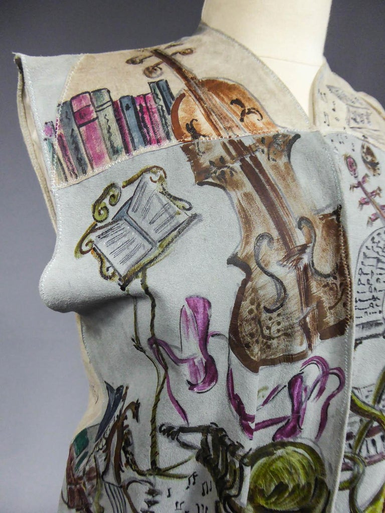 Vest in painted buckskin Circa 1940/1960 For Sale at 1stDibs