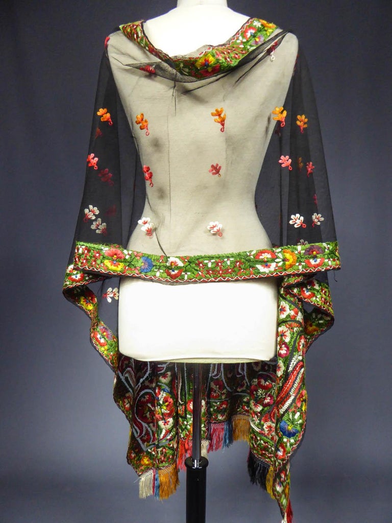 A Net embroidered Stole with floss-silk - India for export Western ...