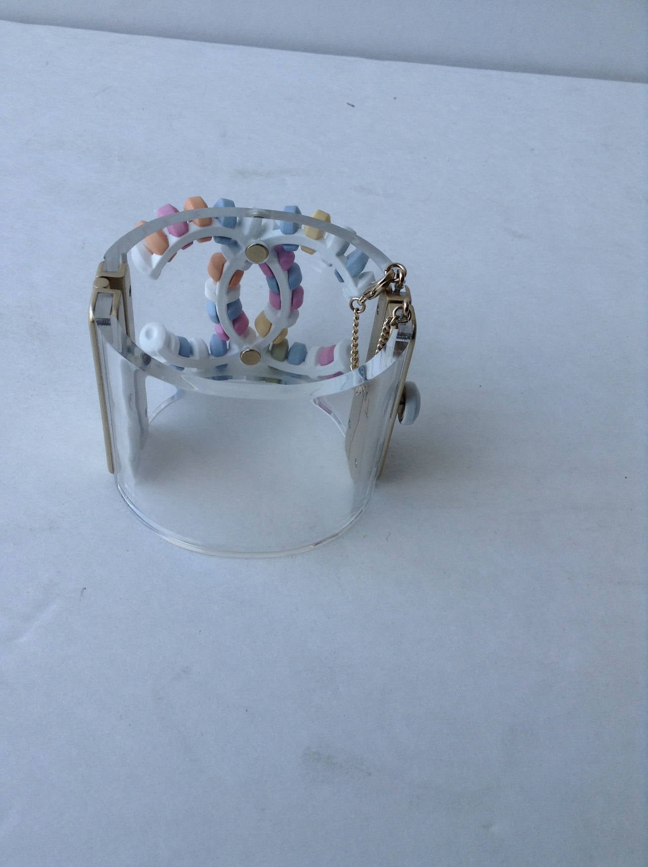 Candy Chanel Lucite Cuff For Sale at 1stDibs