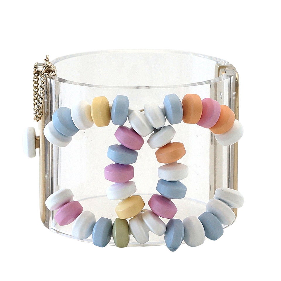 Candy Chanel Lucite Cuff For Sale at 1stDibs