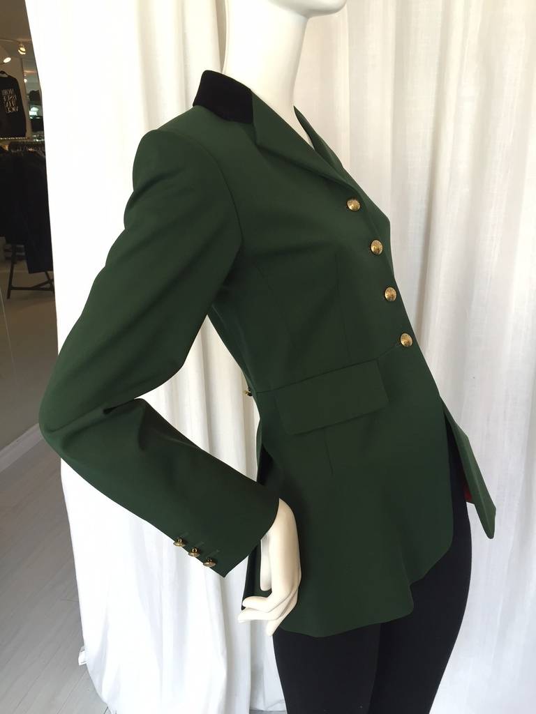 Hermes Green Wool Riding Style Jacket at 1stDibs