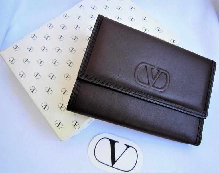 Valentino vintage brown leather wallet at 1stDibs | valentino wallet