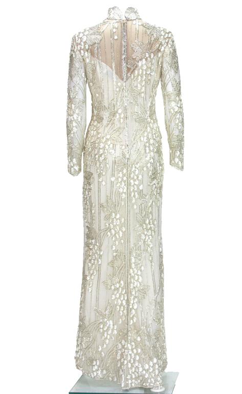 Iconic 1989 Bob Mackie White Embroidered Beaded Grapevine Design Gown ...