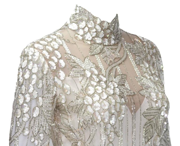 Iconic 1989 Bob Mackie White Embroidered Beaded Grapevine Design Gown ...