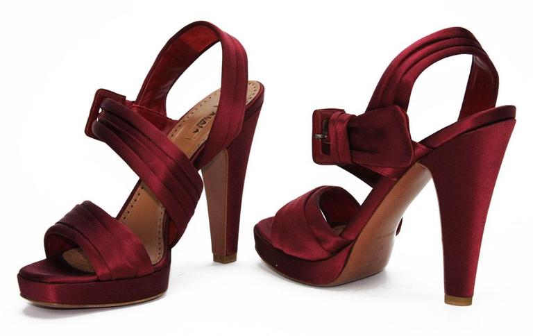 NEW AZZEDINE ALAIA DEEP BURGUNDY SATIN PLATFORM SANDALS SHOES It. 39.5 ...