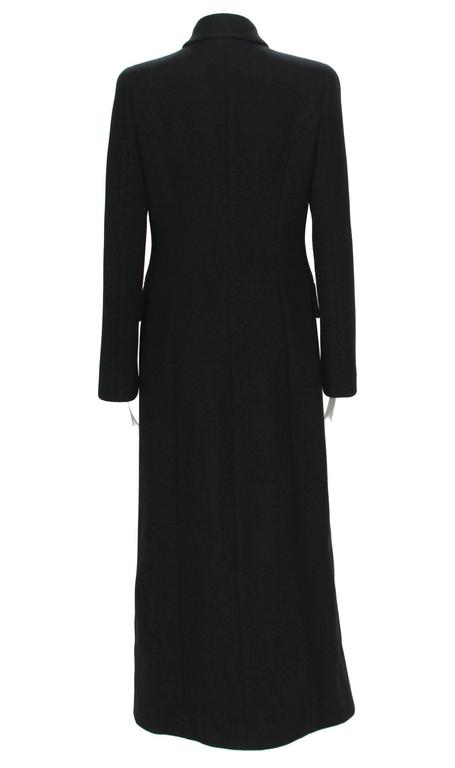 New Versace Runway Long Wool Black High-Slit Coat It. 38 at 1stDibs ...