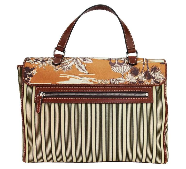 New ETRO Satchel Messenger Tropical Images Coated Canvas Top Hand Bag ...