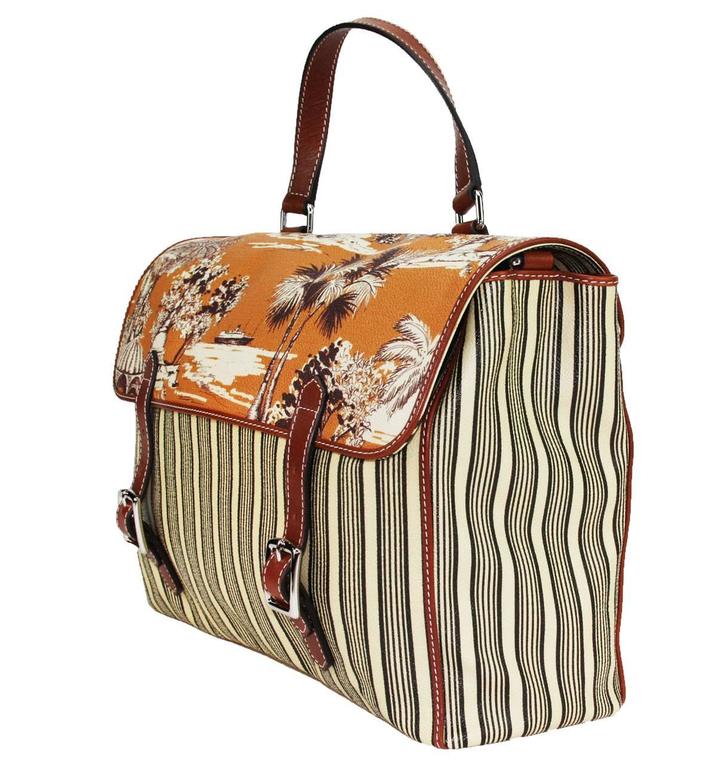 New ETRO Satchel Messenger Tropical Images Coated Canvas Top Hand Bag ...