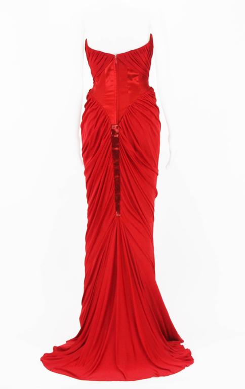 New Gianni Versace Couture 90's Lipstick Red Jersey Embellished Dress ...