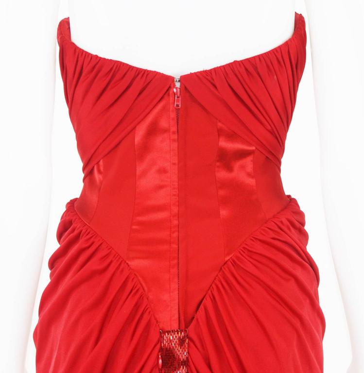 New Gianni Versace Couture 90's Lipstick Red Jersey Embellished Dress ...