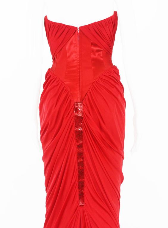 New Gianni Versace Couture 90's Lipstick Red Jersey Embellished Dress ...