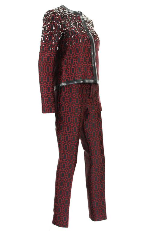 New Gucci Beaded Embellished Black Burgundy Pant Suit It. 40 - US 4/6 ...