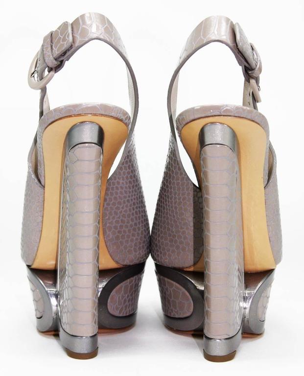 New CASADEI Python Print Platform Wedge Leather Metal Shoes Sandals Beige 36 - 6 For Sale at ...