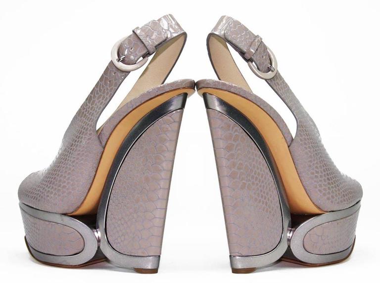 New CASADEI Python Print Platform Wedge Leather Metal Shoes Sandals Beige 36 - 6 For Sale at ...