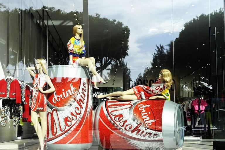 New MOSCHINO COUTURE Famous COLA Stretch Dress Red White It.40 - US 4 ...