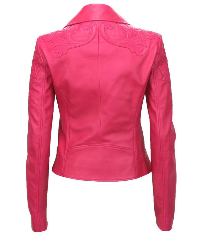 New $6,495 Versace Hot Pink Quilted Leather Medusa Moto Jacket It. 38 ...