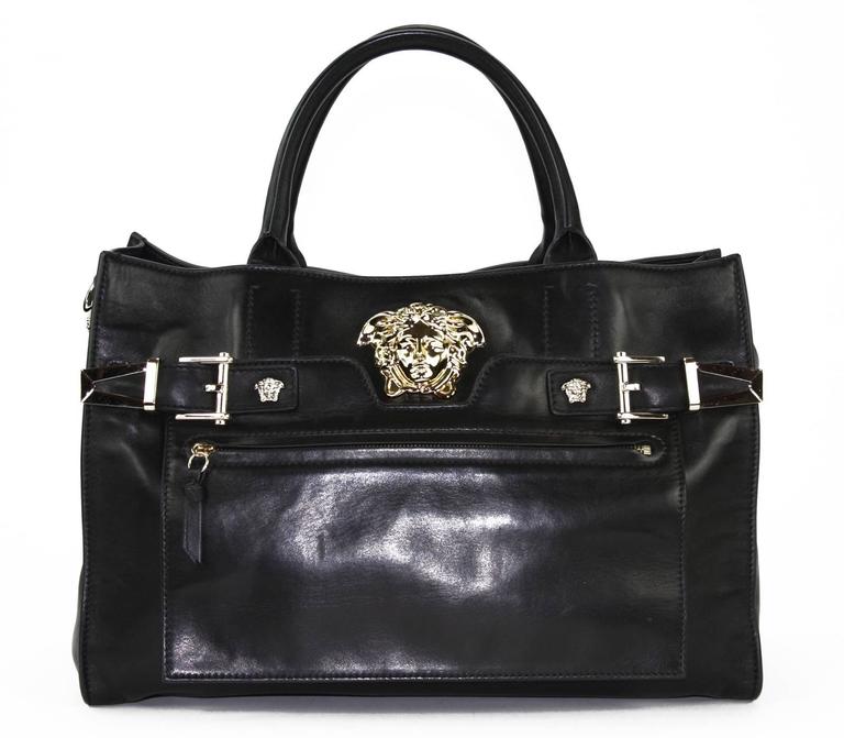 New Versace Palazzo Large Black Leather Shoulder Bag Handbag at 1stDibs ...