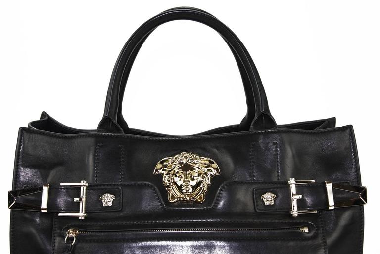 New Versace Palazzo Large Black Leather Shoulder Bag Handbag at 1stDibs ...