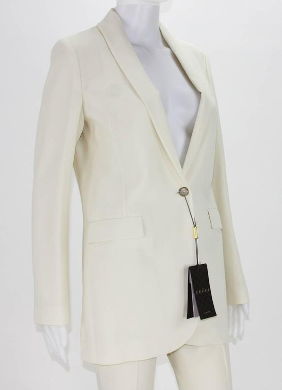 New $2760 GUCCI Alabaster Satin Women's Pant Suit It. 40 - US 4 at ...