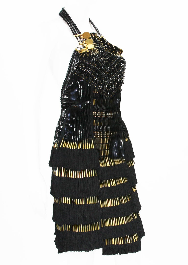 New Gucci $12500 Fringe Fully Embellished Open Back Cocktail Dress 40 ...