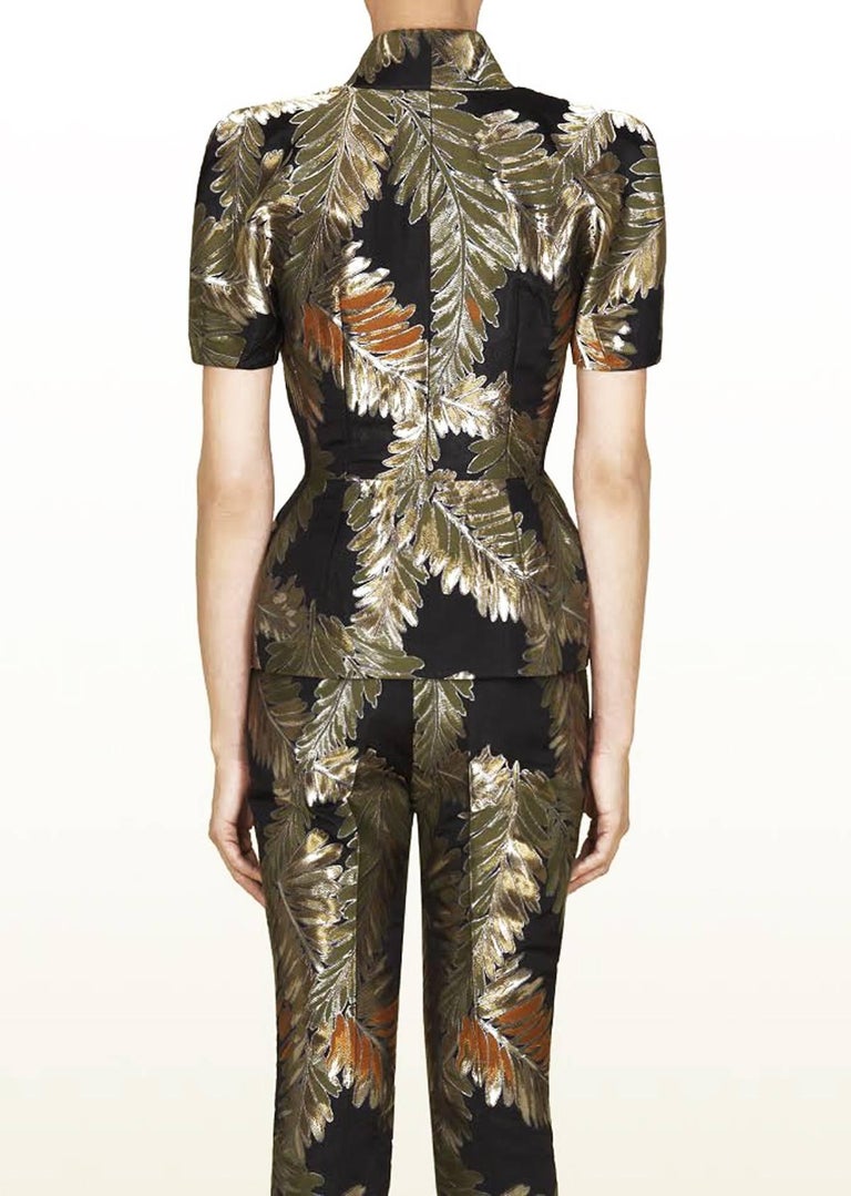 New $5400 Runway GUCCI Fern Motif Metallic Jacquard Pant Suit It 40 ...