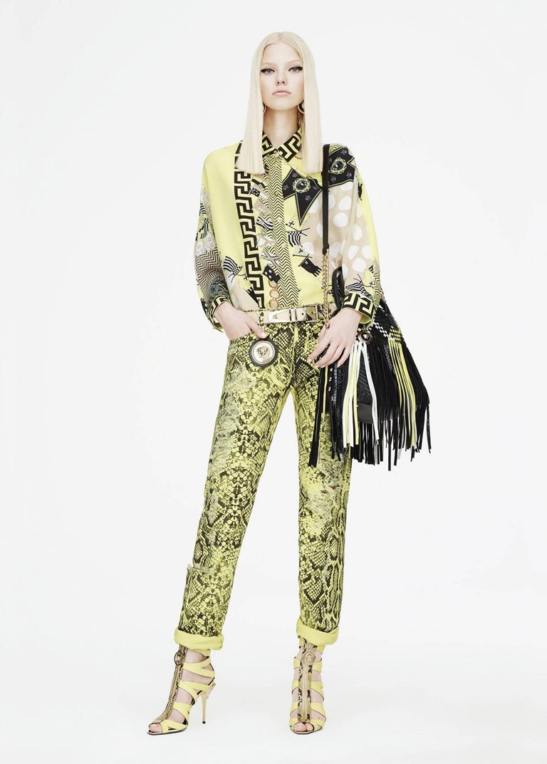 New Versace Snake Print Swarovski Crystals Leather Details Medusa ...